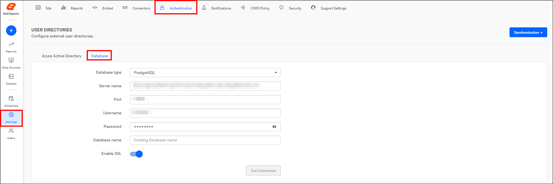 Configure database settings | Bold Reports Cloud Configure database settings | Bold Reports Cloud