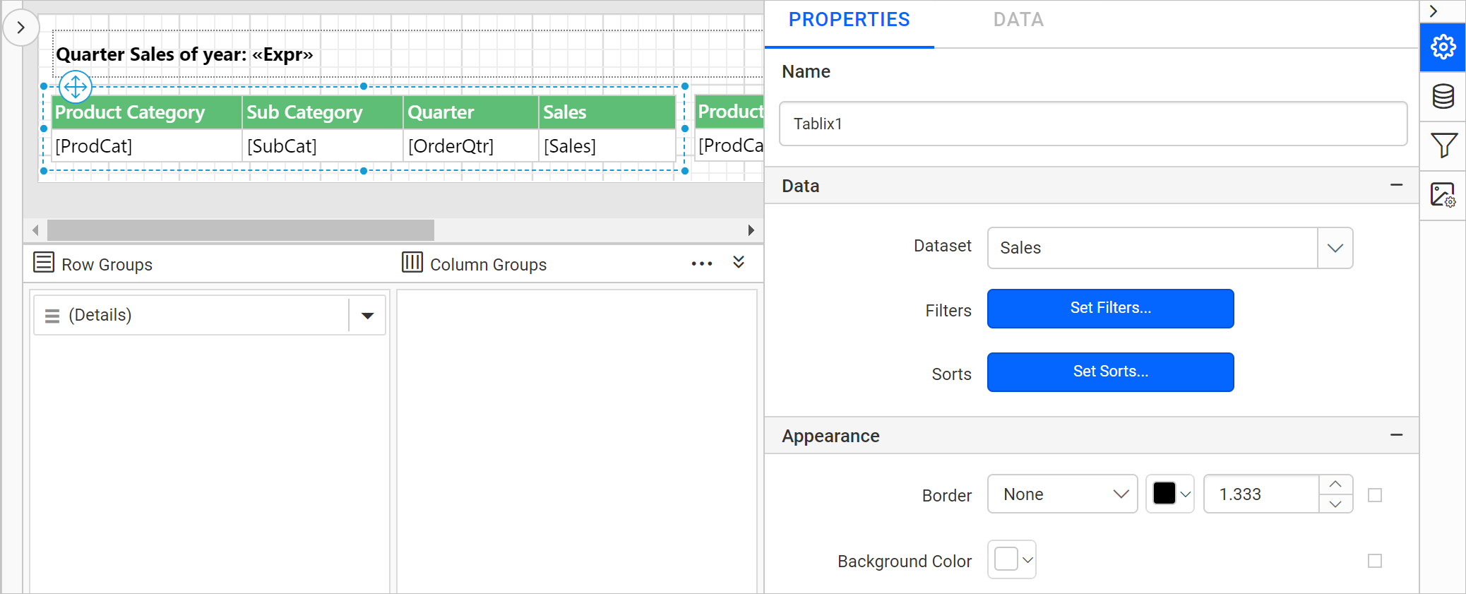 Add Filters To Tablix Data Region Javascript Platform