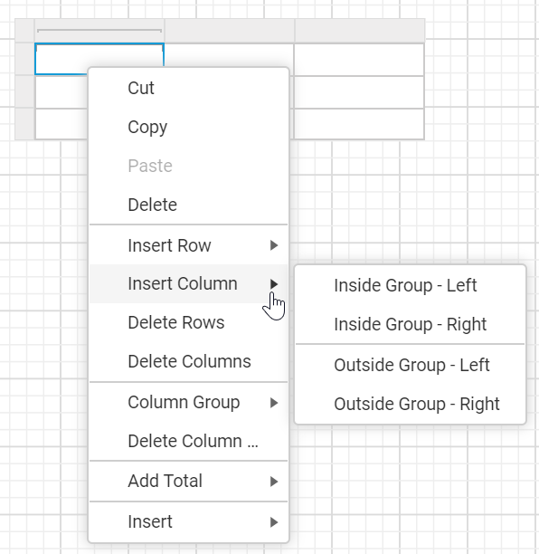 Insert Or Delete A Column Bold Reports Blazor