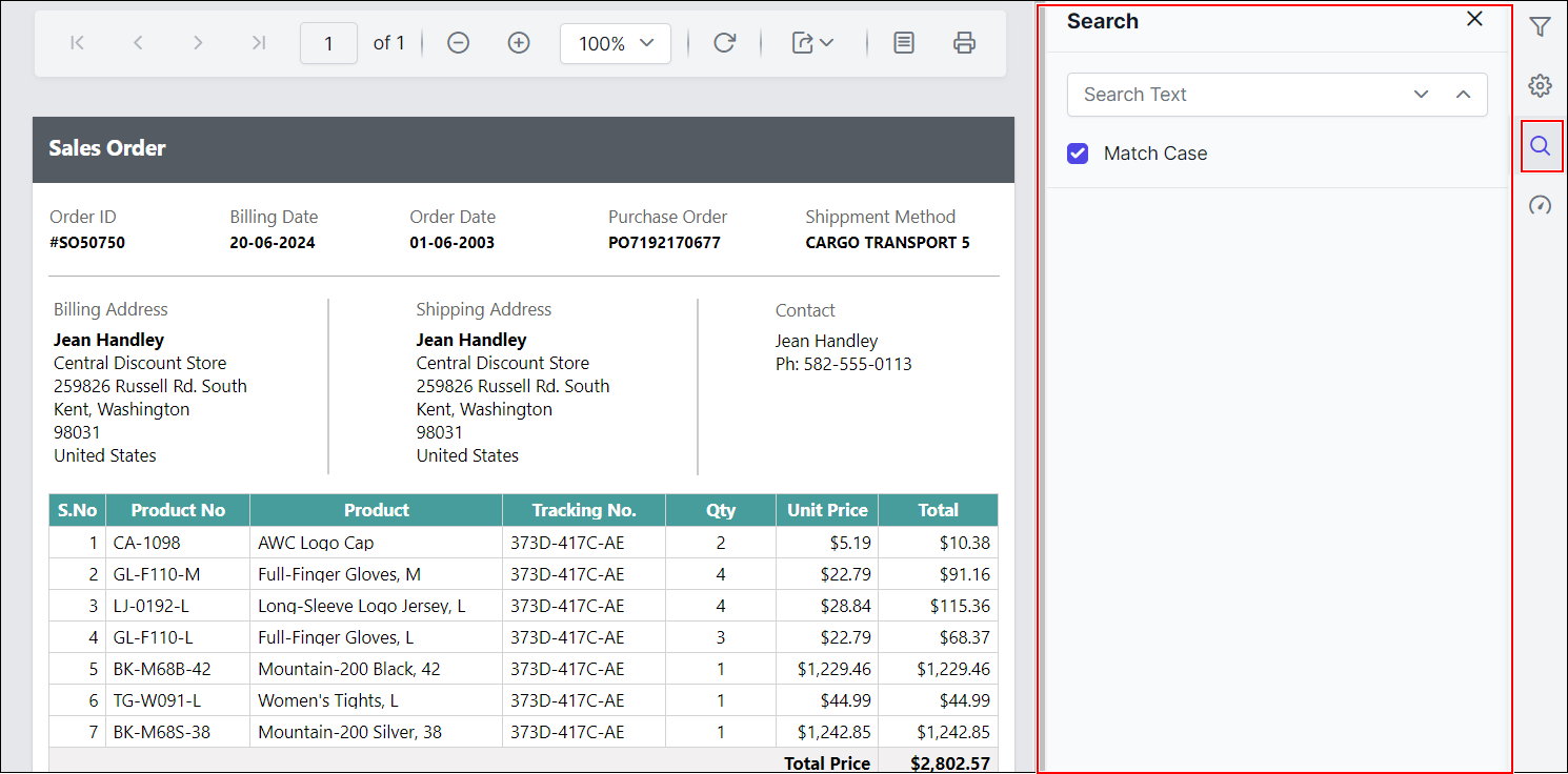 Toolbar custom properties | Report Viewer | React Toolbar custom properties | Report Viewer | React