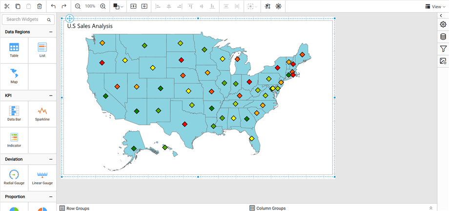 Designing map by using marker color range rule